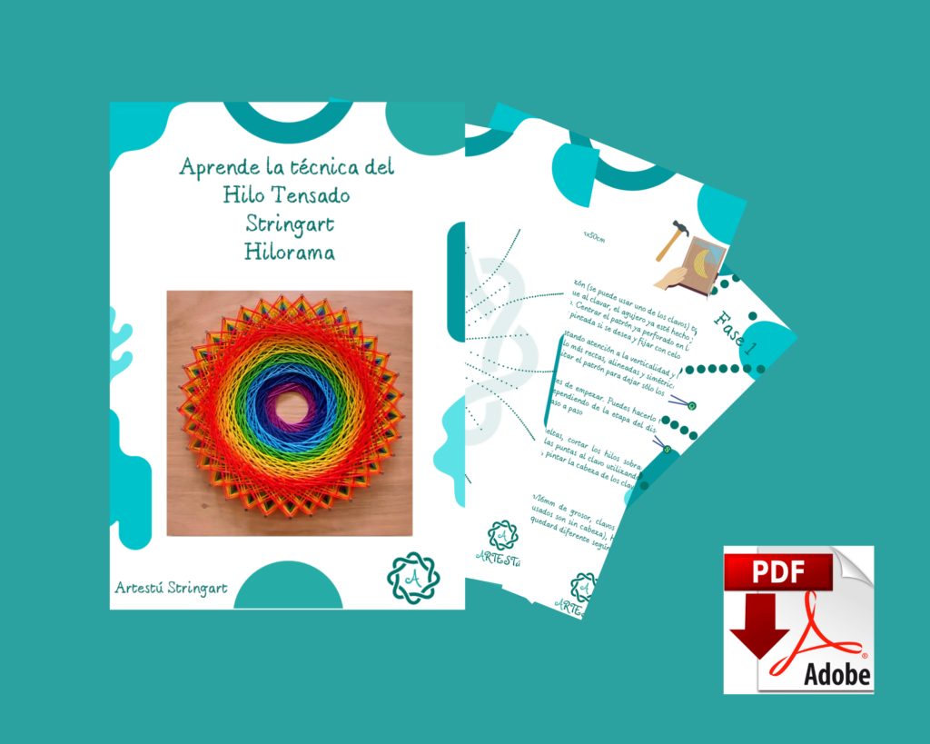 Patrón Círculo Arcoíris con puntas instrucciones
